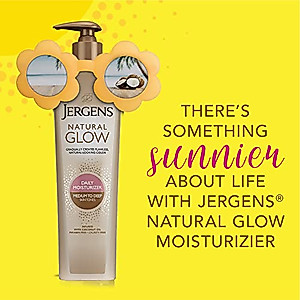 Jergens Natural Glow Self Tanner Body Lotion, Sunless Tanning, Medium to Deep Skin Tone, Daily Moisturizer with Coconut Oil, Vitamin E and Antioxidants 10 Oz