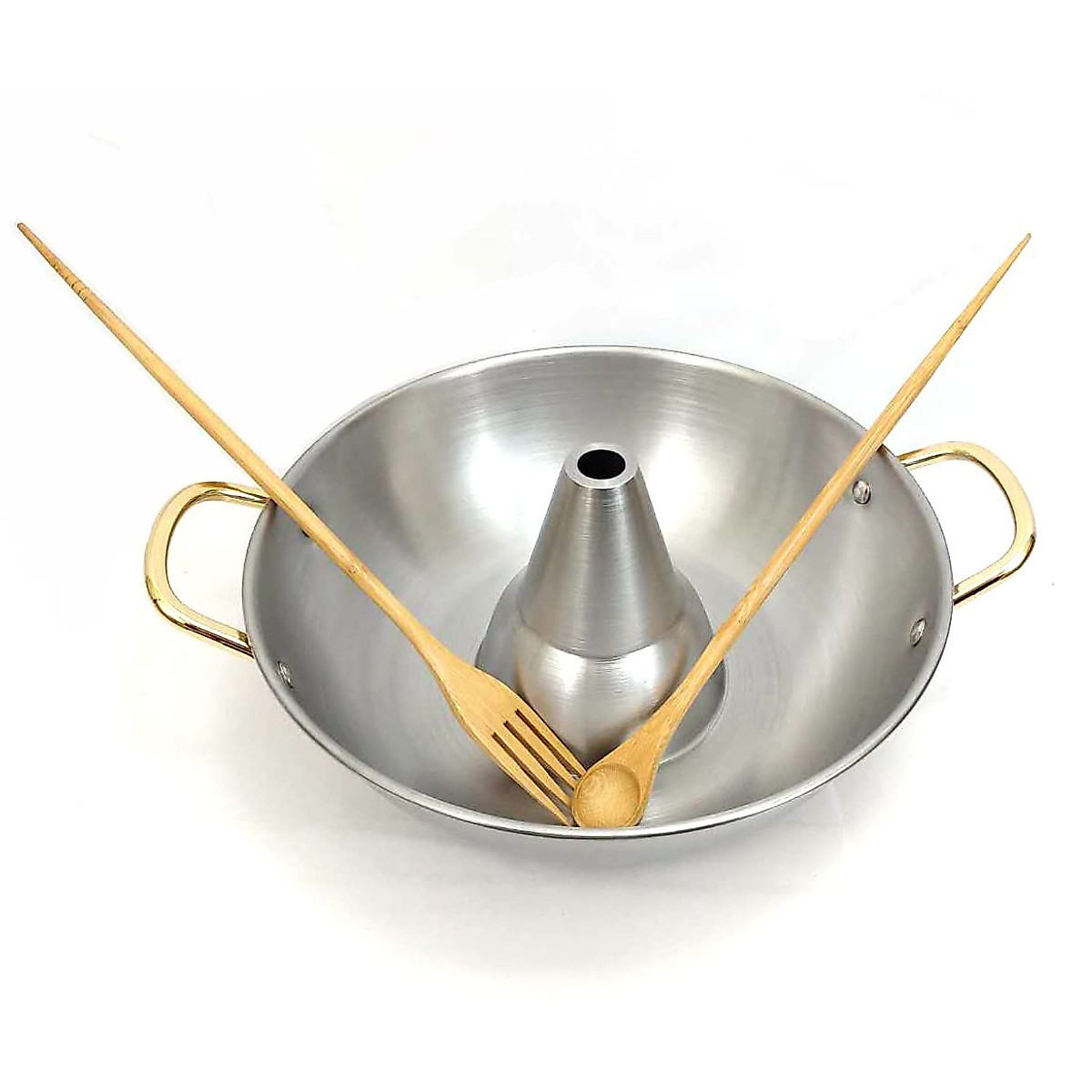 JapanBargain 3789, Bamboo Cooking Chopsticks with Spoon and Fork 3-in-1 Taste and Cook Cooking Utensil for Deep Frying Shabu Hot Pot Noodles, 13 inch Long, 1 Pair