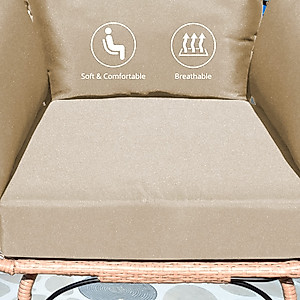 OTSUN Wicker Egg Chair, Oversized Indoor Outdoor Lounger for Patio, Backyard, Living Room with 4 Cushions, Steel Frame, Apricot