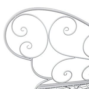 Alpine Corporation 62"L Indoor/Outdoor 2 Person Metal Butterfly Shaped Garden Bench, White