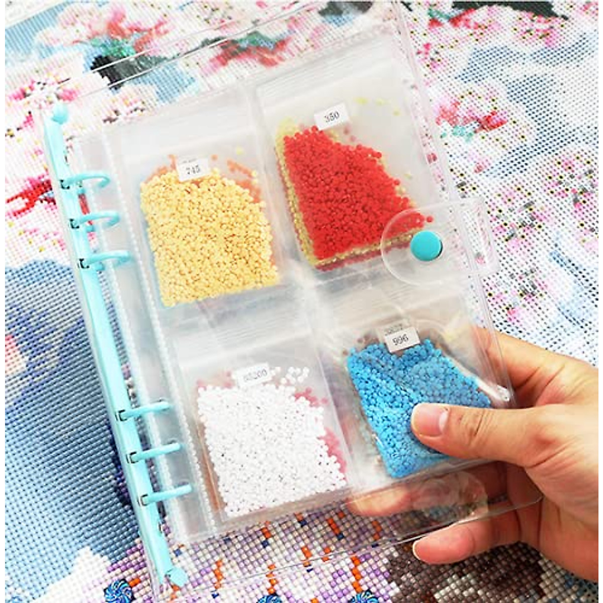 Diamond Painting Beads Storage Book – pigpigboss Diamond Painting Storage Book Binder with Pockets, Self-Sealing Bags Clear Loose Leaf Organizer DIY Diamond Painting Accessories Tools