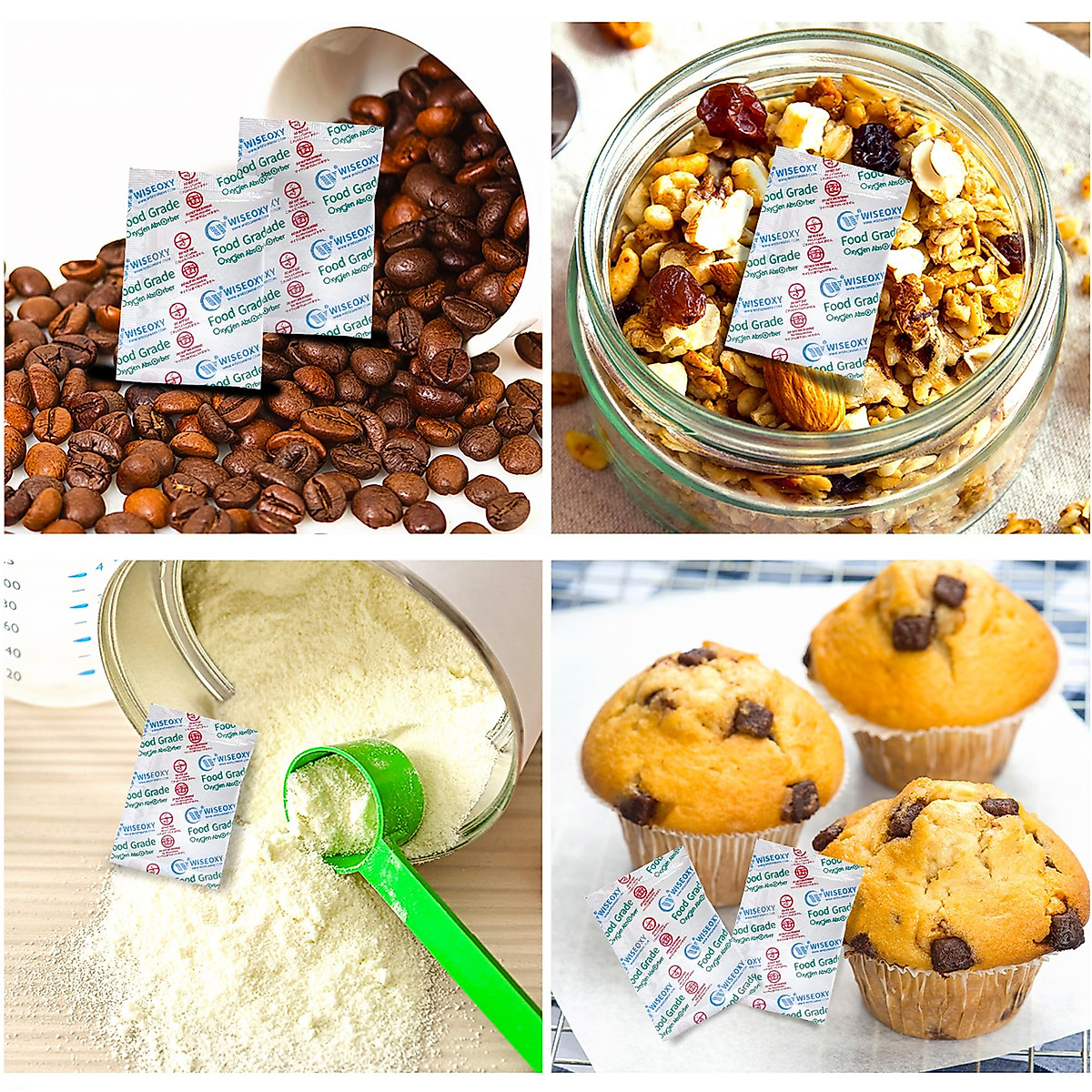 Wisesorb 500CC 50 Packs Oxygen Absorbers for Food Storage, Food Grade Oxygen Absorbers, O2 Absorbers Food Grade for Food Storage