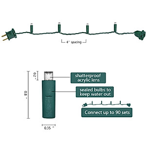 yongzhenlite UL Listed 50 Count 5MM Wide Angle Led Christmas Lights Set,Outdoor Mini Led String Lights for Garden Patio Trees Lighting Decorations,17 Feet Green Wire (Yellow Color)