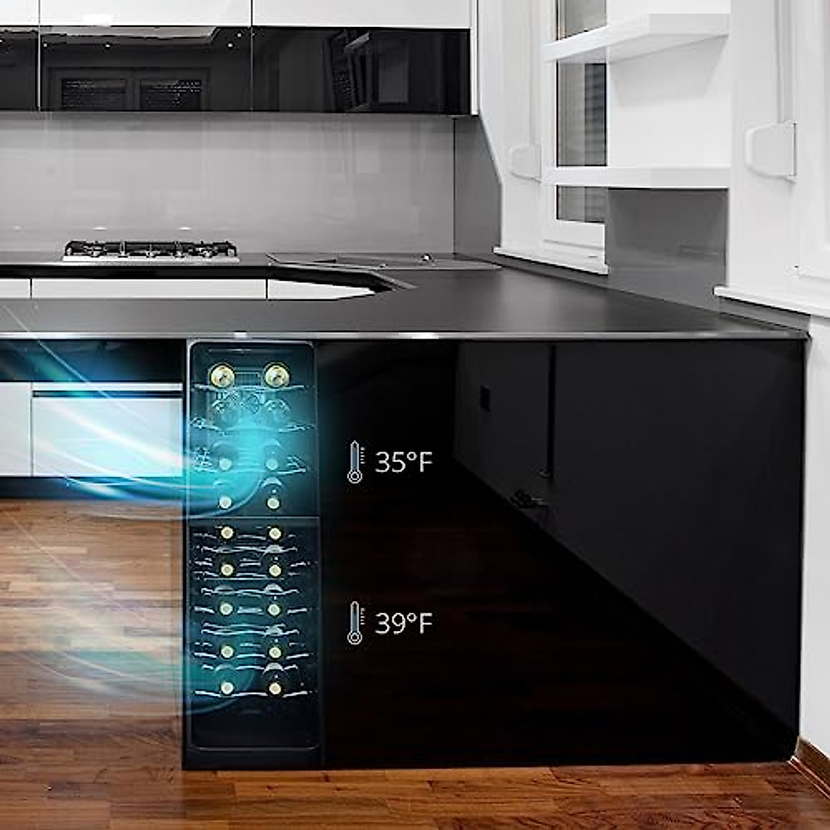 Koblenz 18-Bottle Free Standing Single Zone Fridge and Chiller Wine Cooler, Black