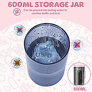 Travel Baby Bottle Brush Set, AivaToba Baby Bottle Cleaning Set with Portable Drying Rack, Silicone Bottle Brush, Nipple Brush, Straw Brush, Soap Dispenser, Gift for New Moms-Pink