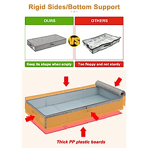 punemi Under Bed Storage Containers, 2 Pack 4.5 Inch Tall Low Profile Underbed Clothes Storage Organizer Bin with Sturdy Side & Bottom Support, Use as Clothes Organizer, Pillow and Blanket Organizer