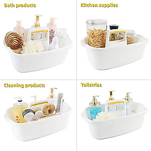 Whalegend Cleaning Caddy,Plastic Portable Shower Caddy Basket Storage Organizer with Handle，Plastic Tool Storage Cleaning Supply Caddy，for Bathroom Vanity, Dorm Shelf & Cabinet，White
