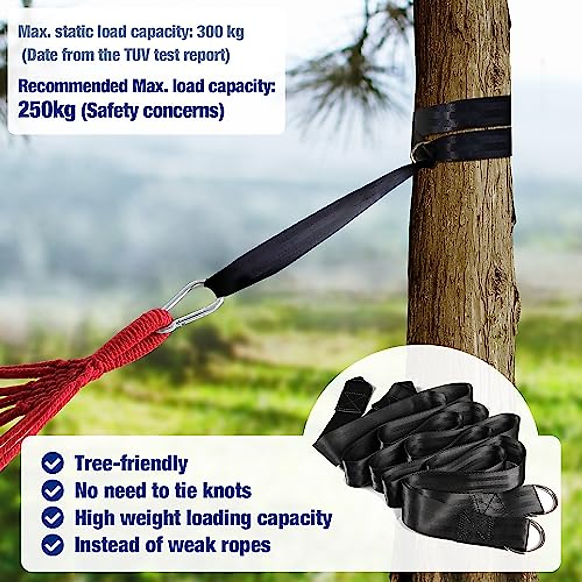 Anyoo Garden Cotton Hammock Comfortable Fabric Hammock with Tree Straps for Hanging Durable Hammock Up to 660lbs Portable Hammock with Travel Bag,Perfect for Camping Outdoor/Indoor Patio Backyard