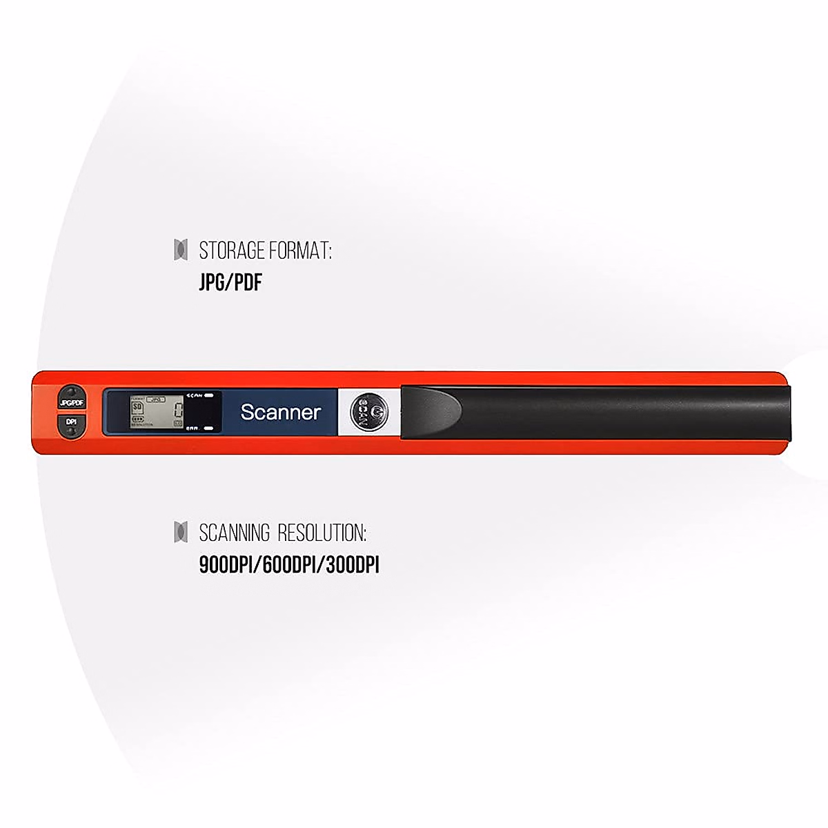HUIOP Document Scanner,Portable Handheld Wand Wireless Scanner A4 Size 900DPI JPG/PDF Formate LCD Display with Protecting Bag and 8GB TF Card for Business Document Reciepts Books Images
