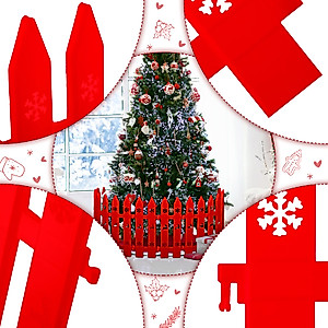30 Pieces Christmas Tree Fences Thick Plastic Picket Fence Christmas Tree Fences Mini Fence Decoration for Home Garden Christmas Wedding Party, 12 Inches (Red)