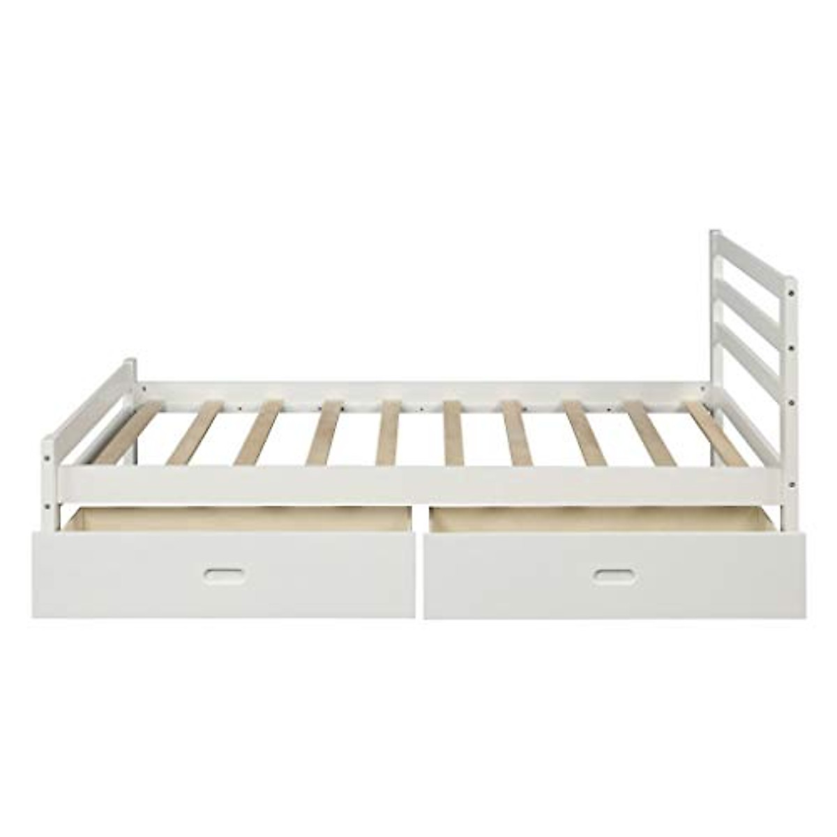 Harper & Bright Designs Full Bed Frame with Drawers, Kids Platform Full Bed with Storage, Solid Wood, No Box Spring Needed (White,Full)