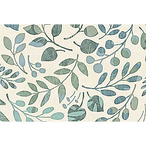 Studio M Floor Flair Woodsia - Cream Modern Greenery - 2 x 3 Ft Decorative Vinyl Rug - Non-Slip, Waterproof Floor Mat - Easy to Clean, Ultra Low Profile - Printed in The USA