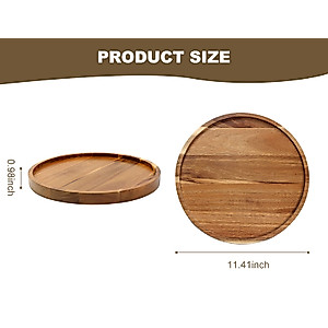 Acacia Round Wood Decorative Tray for Home Decor,Wooden Serving Tray,Candle Tray,Perfume Tray,Coffee Table Trays (11.5 inch, Natural)