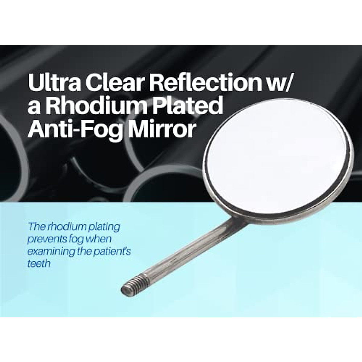 DENTAL MIRRORS TOPS FRONT SURFACE EUROPEAN STYLE THREADING RHODIUM SET OF 12 ARTMAN BRAND