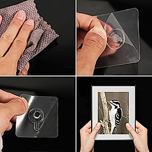 OOTSR 12-Set Adhesive Screws Stickers for Picture Frame, Wall Mount Hanging Nails Straight Hooks for Kitchen Shower Room Tile Wall, No-Trace Transparent Sticker, Detachable and Removable