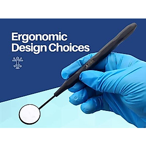 Dental Mirror Stainless Steel Matte Black, Set of 5 Dental Mirrors Front Surface Rhodium Plasma Coated for General and Laser Dentist European Style Threading by ARTMAN Brand