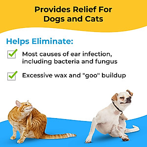 Smiling Paws Pets Medicated Tris Flush Dog Ear Cleaner Solution and Infection Treatment for Dogs and Cats Ear Flush for Dogs Ear Cleaner for Dogs & Cats - Cat & Dog Ear Wash Contains Ketoconazole 12oz