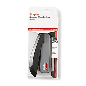 Staples 1798852 One-Touch Desktop Stapler Full-Strip Capacity Gray/Black/Red (44425)