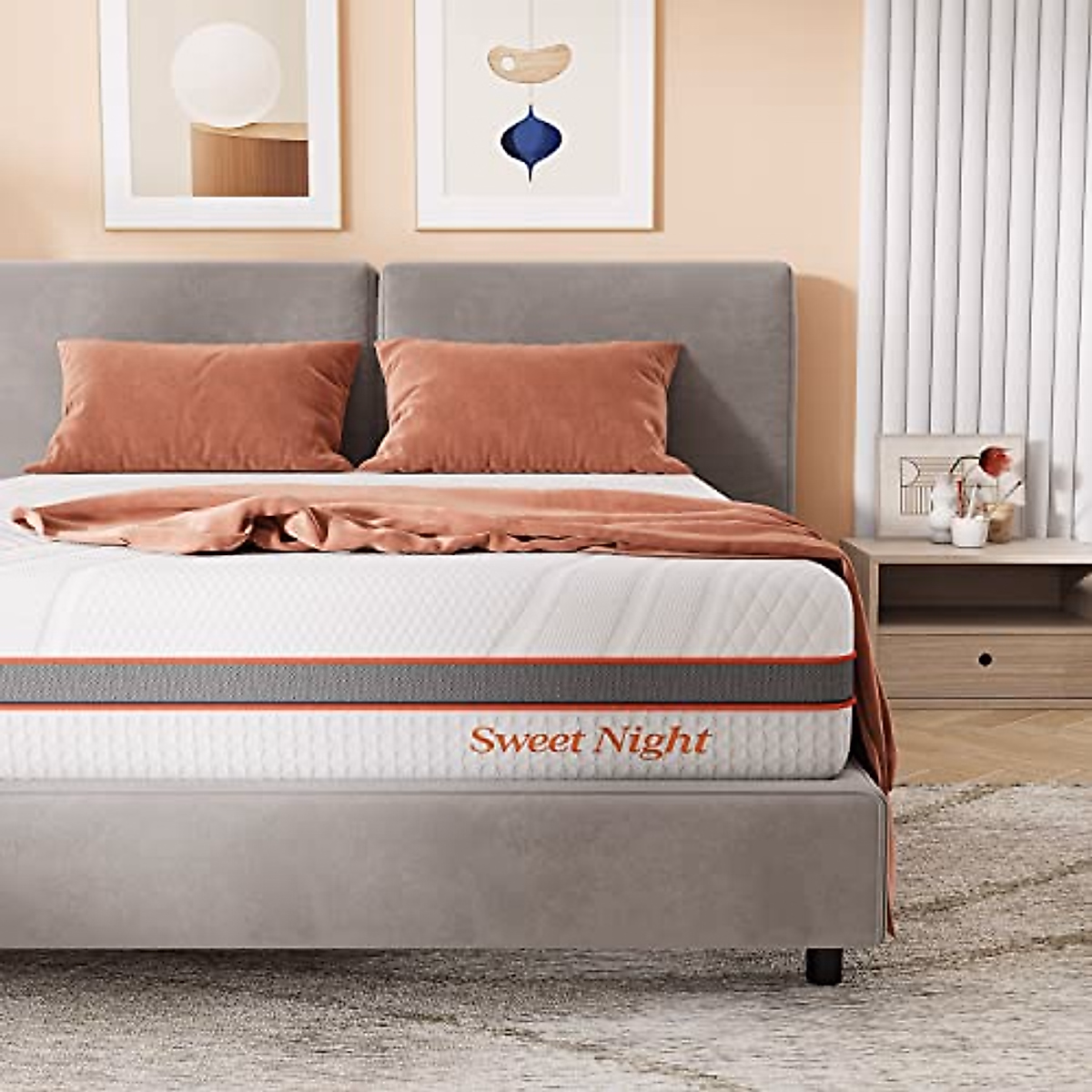 Sweetnight King Size Mattress, 12 Inch Gel Memory Foam Mattress in a Box for Cooling Sleep, Flippable Mattress with Two Firmness Preference, Motion Isolation