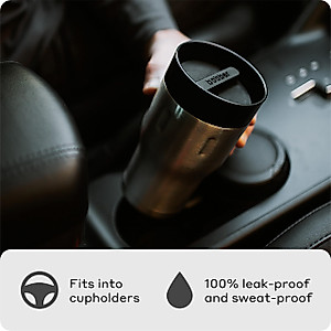 BOBBER - 16 Oz Vacuum Insulated Stainless Steel Portable Travel Coffee Mug With 100% Leakproof Locked Lid (Glossy)