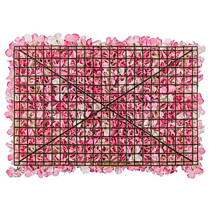 Flower Wall Panel Set, U'Artliens Artificial Wall Flower Backdrop 24x16 Inch 3D Silk Hydrangea Rose Floral Panel for Photo Background Home Party Wedding Backdrop Decoration (4pcs, Pink)