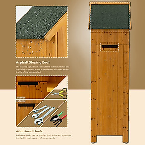 Tmsan Outdoor Storage Cabinet, Small Vertical Tool Shed, Waterproof Wood Box for Patio, Garden, Backyard, Natural
