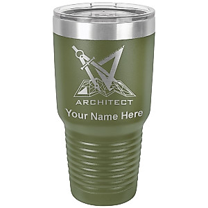 LaserGram 30oz Vacuum Insulated Tumbler Mug, Architect Symbol, Personalized Engraving Included (Camo Green)
