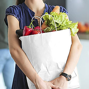 Packanewly Kraft Paper Bags with Handles, 105 PCS White - Eco-Friendly Gift Bags - Mixed Sizes: Small, Medium & Large for Retail, Gift, Shopping, Wedding, Birthday & Parties