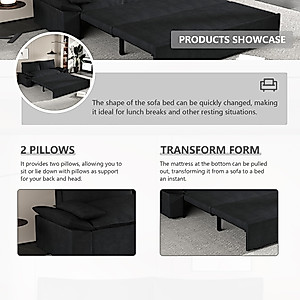 VEPXXP 70.1" Convertible Sleeper Sofa with Pull Out Bed, Futon Sofa Bed Queen Size, Black Loveseat Sofa for Living Room, Small Space Sofa Cama for Apartment