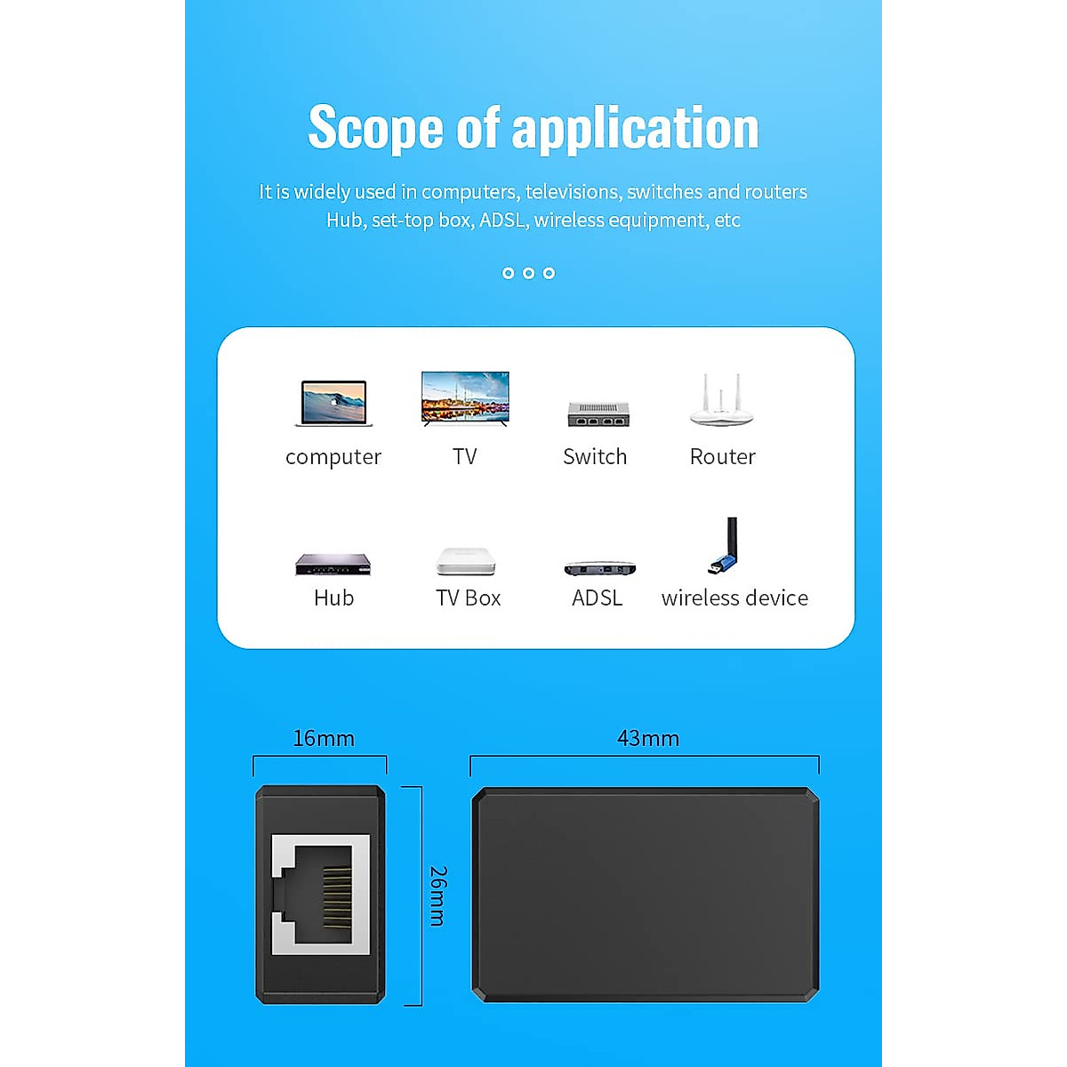 RJ45 Network Coupler, Ethernet Connectors, Ethernet Cable Extender Connector, Outdoor Arrester Protection Network Cable Extension Adapter - Female to Female (2 Pack)