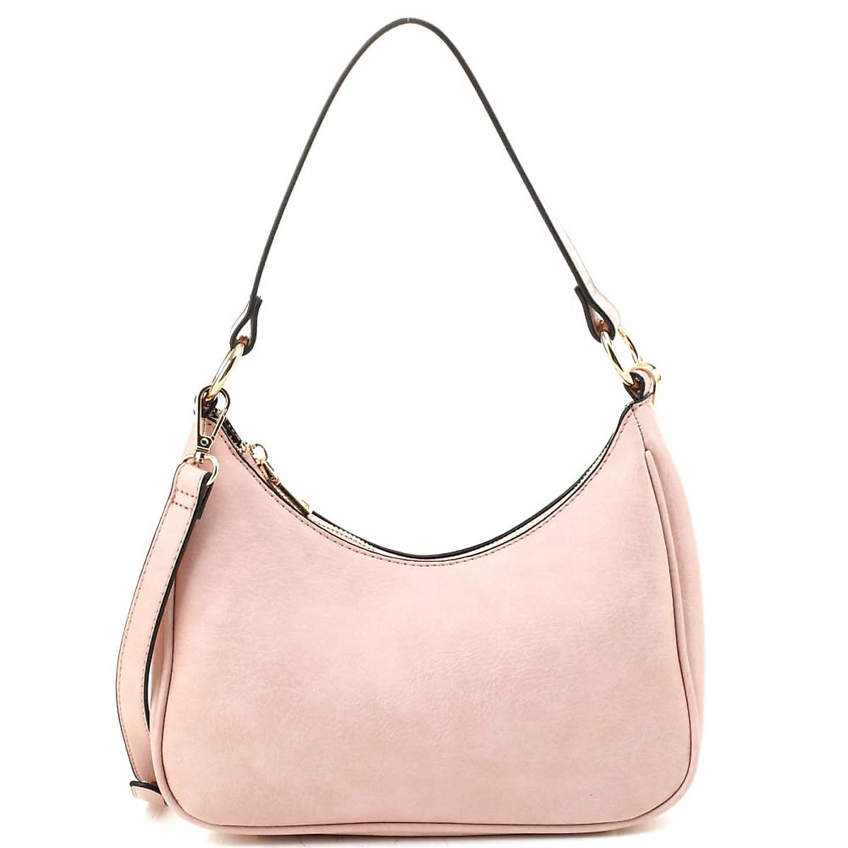 Vegan Leather 2 Way Medium Classic Retro Shoulder Bag Crossbody Purse Wallet Set (Khaki)