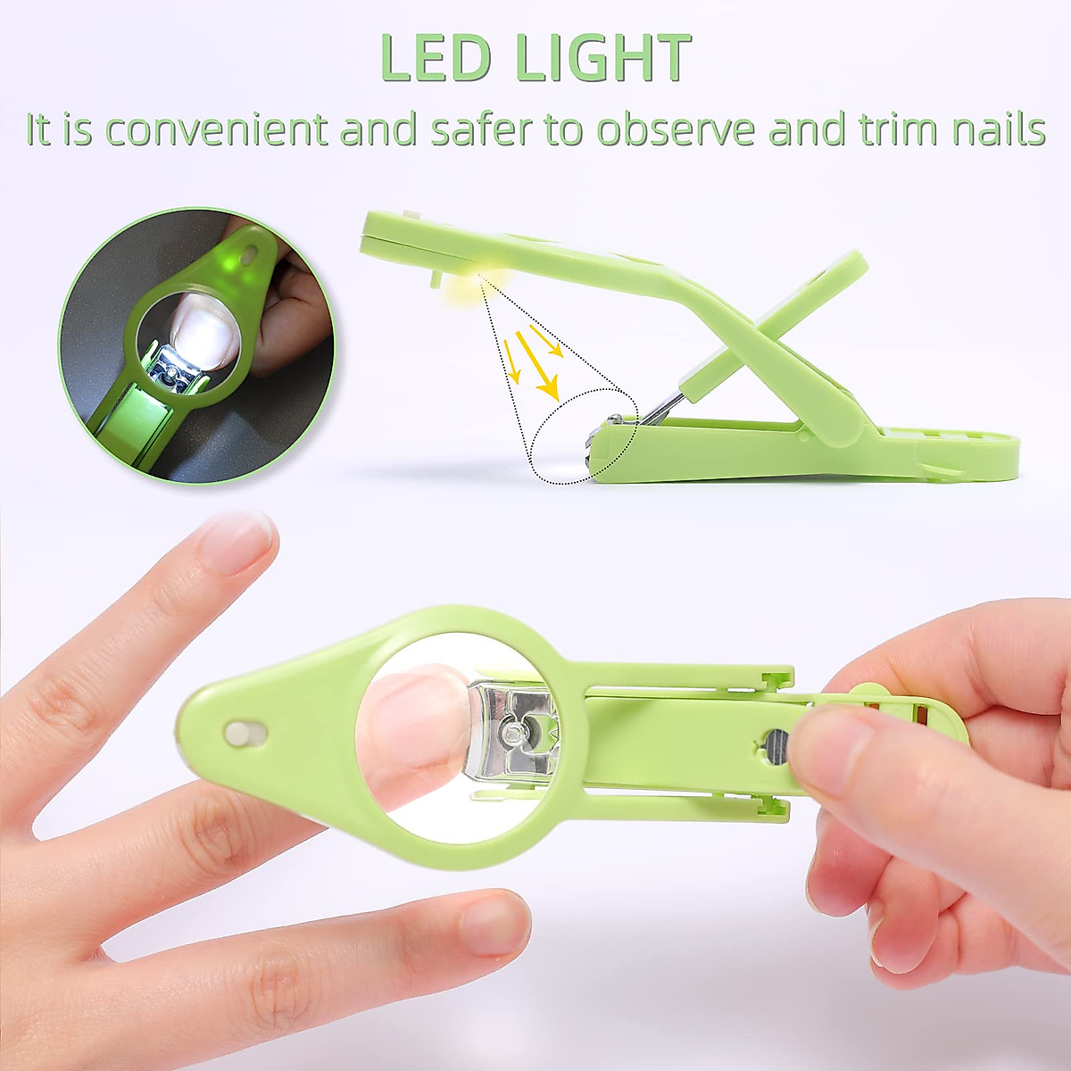 wefaner Nail Clippers with fold-Away Magnifier and LED Light, nail clipper with light,lighted nail clipper,Fingernails & Toenails Nail Clippers Care for Elderly Seniors Pets and Baby Reduce Eye Strain