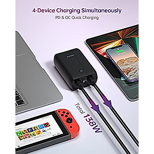 imuto 100W Laptop Power Bank,27000mAh USB C Power Delivery Portable Charger with Dual USB-C PD (100W&60W) & 2 USB-A (15W&QC3.0 18W) Battery Pack for MacBook Air/Pro, HP, Dell, Lenovo,Steam Deck,Tablet