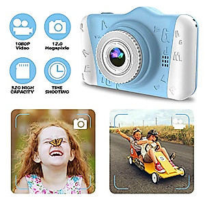 WOWGO Kids Digital Camera - 12MP Children's Camera with Large Screen for Boys and Girls, 1080P Rechargeable Electronic Camera with 32GB TF Card