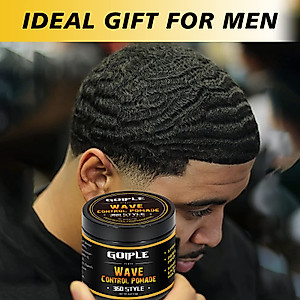 Natural Wave Pomade for Men Strong Hold, Easy Wash (Wave Pomade, 2 Wave Brushes, Silky Durag) Promotes Moisture, Control & Shine