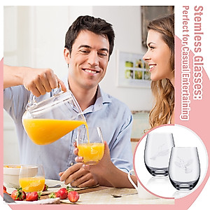 Zubebe 5 Pieces Hummingbird Stemless Wine Glasses 17 oz Hummingbird Cups Laser Engraved Wine Glasses Hummingbird Themed Gifts for Christmas Birthday Retirement Anniversaries Father's Day Mother's Day