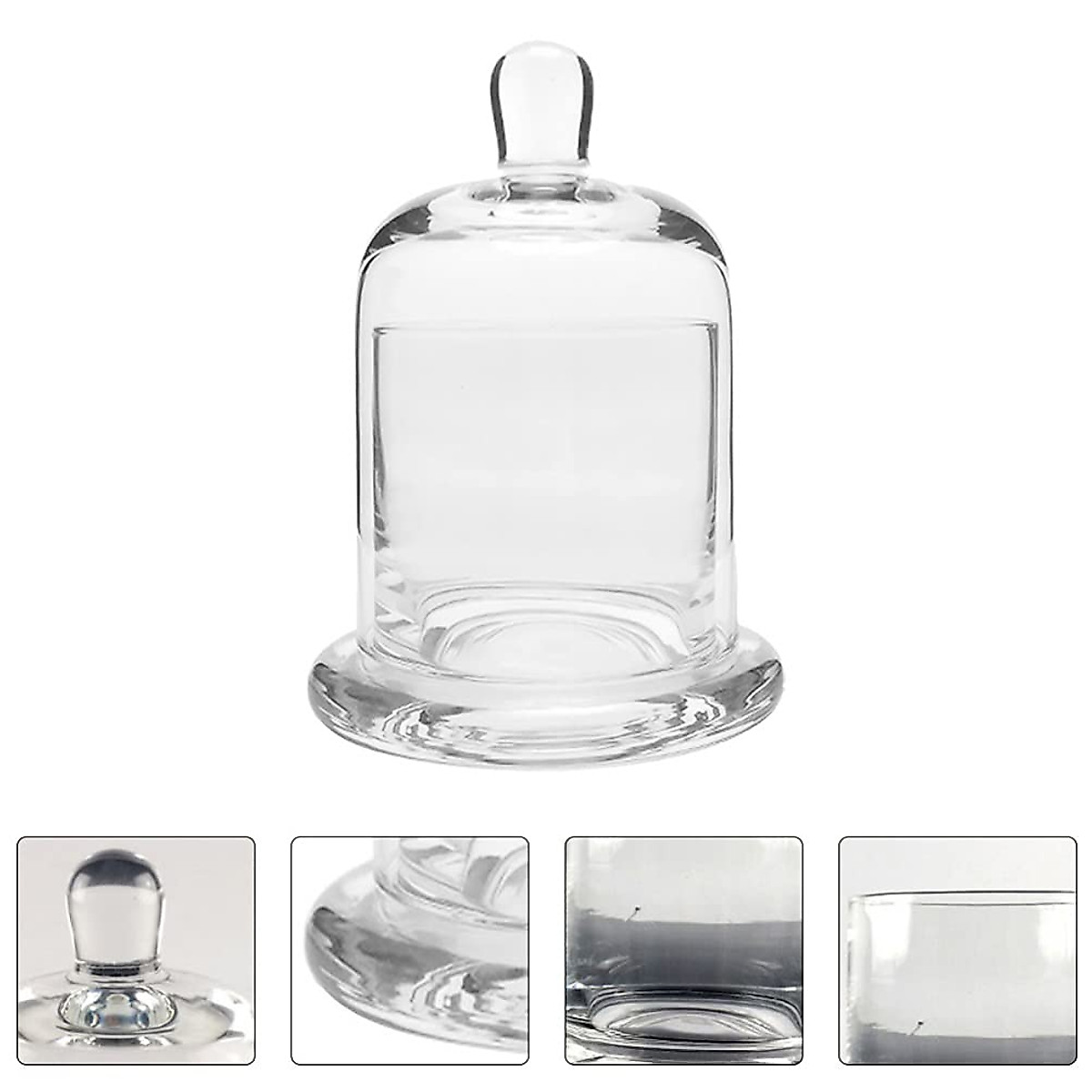 Bell Jar Glass Display Dome Cloche Terrarium Jar Plant Cover Cake Dessert Display Stand Candle Holder Cup Glass Dome for Plants Succulents Fairy Lights Photos 12. 8cm