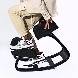 SLEEKFORM Ergonomic Kneeling Chair | Rocking Balancing Wood Knee Stool | Posture Correcting for Bad Backs, Neck Pain & Spine Tension Relief | Orthopedic Balance Seat & Thick Comfortable Knees Cushions