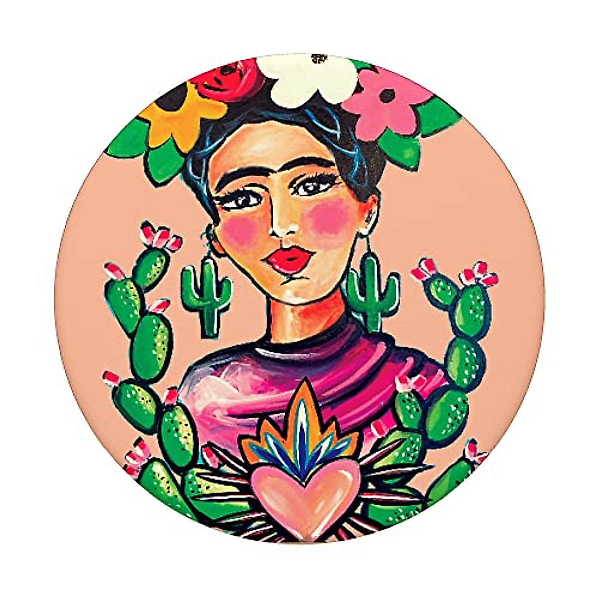 Mexican Girl with Flowers (Mexican Art) PopSockets Swappable PopGrip