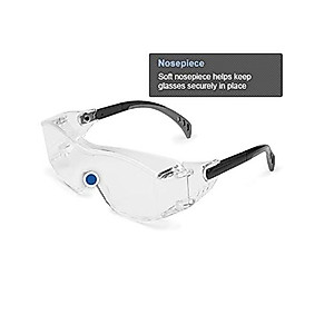 Gateway Safety 6980 Cover2 Safety Glasses Protective Eye Wear - Over-The-Glass (OTG), Clear Lens, Black Temple
