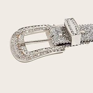 INOGIH Glitter Western Cowboy Style Rhinestone Belt Luxury Bling Bling Diamond Crystal Studded Belts for Jeans Pants Dress