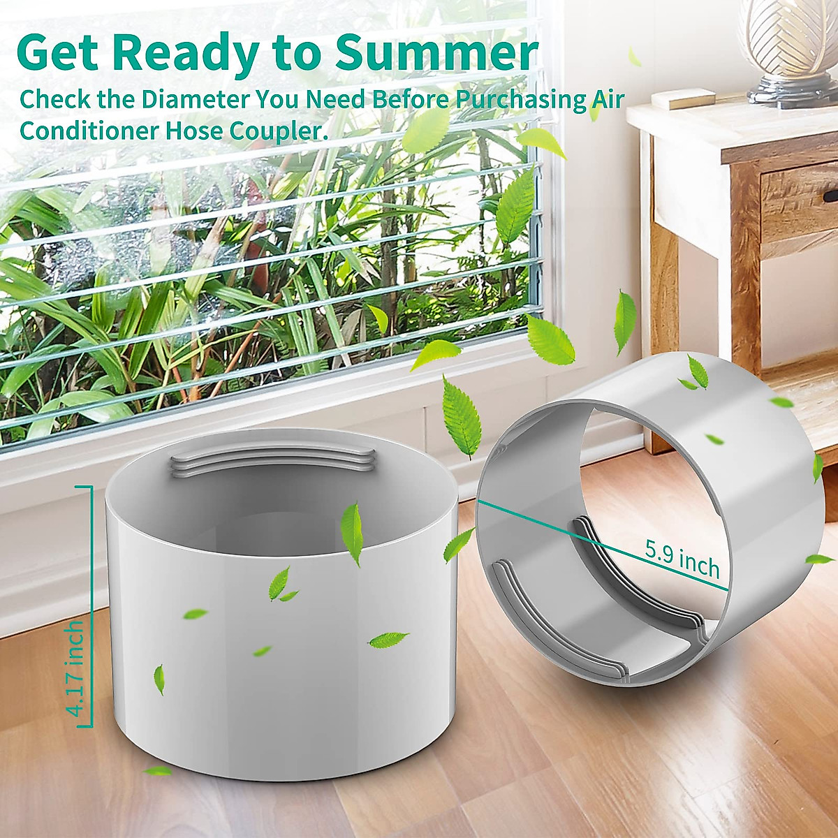 Veramz Air Conditioner Hose Coupler - 5.9inch Portable Air Conditioner Accessories AC Exhaust Hose Coupling Extender Connector, Universal Fit Support Clockwise/Counter-clockwise Thread Extension Parts