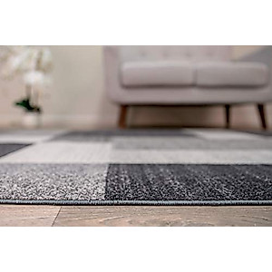 Rugshop Modern Boxes Design Non-Slip (Non-Skid) Area Rug 5 X 7 (5' 3" X 7' 3") Gray