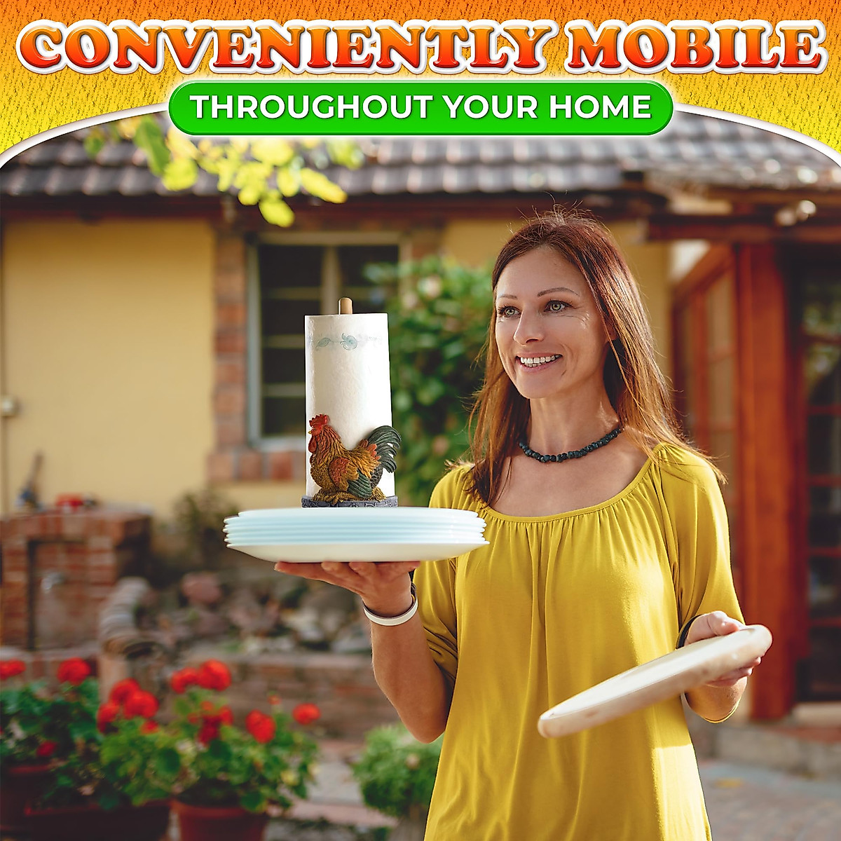 Country Red Rooster Paper Towel Holder by Alpenkok