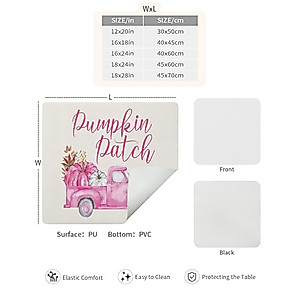 Coffee Mat for Counter, Fall Thanksgiving Pink Truck Pink and White Pumpkin Patch Absorbent Hide Stain Coffee Bar Mat, Non-slip Coffee Bar Accessories Kitchen Drying Mat Fit Under Coffee Maker