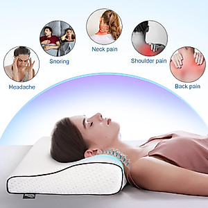 BAOVERI Memory Foam Pillow, Cervical Pillow for Neck Pain Relief, Ergonomic Bed Pillow for Side, Back and Stomach Sleepers, Standard Size