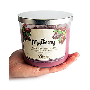 Mulberry Natural 3 Wick Candle, Essential Fragrance Oils, 100% Soy, Phthalate & Paraben Free, Clean Burning, 14.5 Oz.