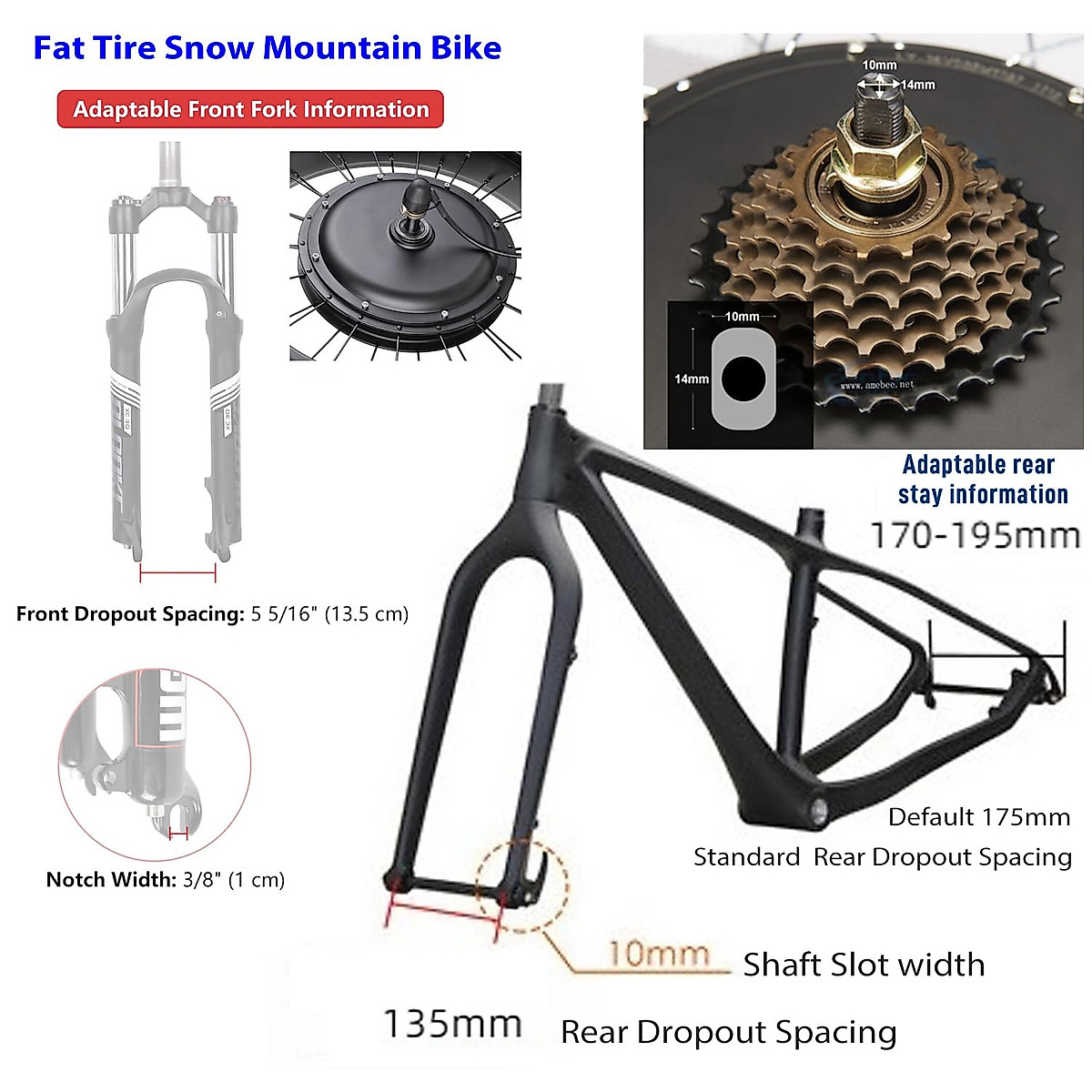 Electric Motor Bicycle Wheel Conversion Kit 26in 1000W Font Drive Controller Display Trun Bike to Ebike Electric Wheel Bicycle Modification Parts Kits (48V 1000W, 26inX4 Fat Tire Wheel Rim)