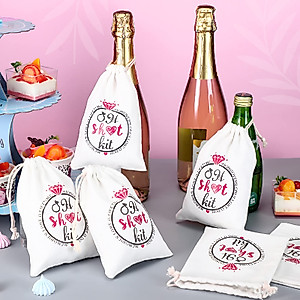 Shappy 20 Pieces Wedding Large Hangover Bag, 5 x 7 Inches Bachelorette Hangover Bag Kit Party Muslin Drawstring Survival Kit Pouch Party Favor Bags Hang Over Bag Kits for Bridal Showers