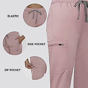 niaahinn Scrub for Women Medical Uniform Scrub Top & Jogger Pants Women Scrub Suit (Pink,M,Medium)